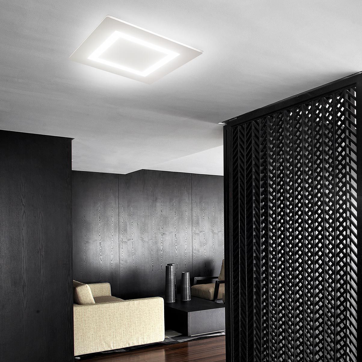 Contemporary ceiling light - FLAT - PANZERI - square / metal ...
