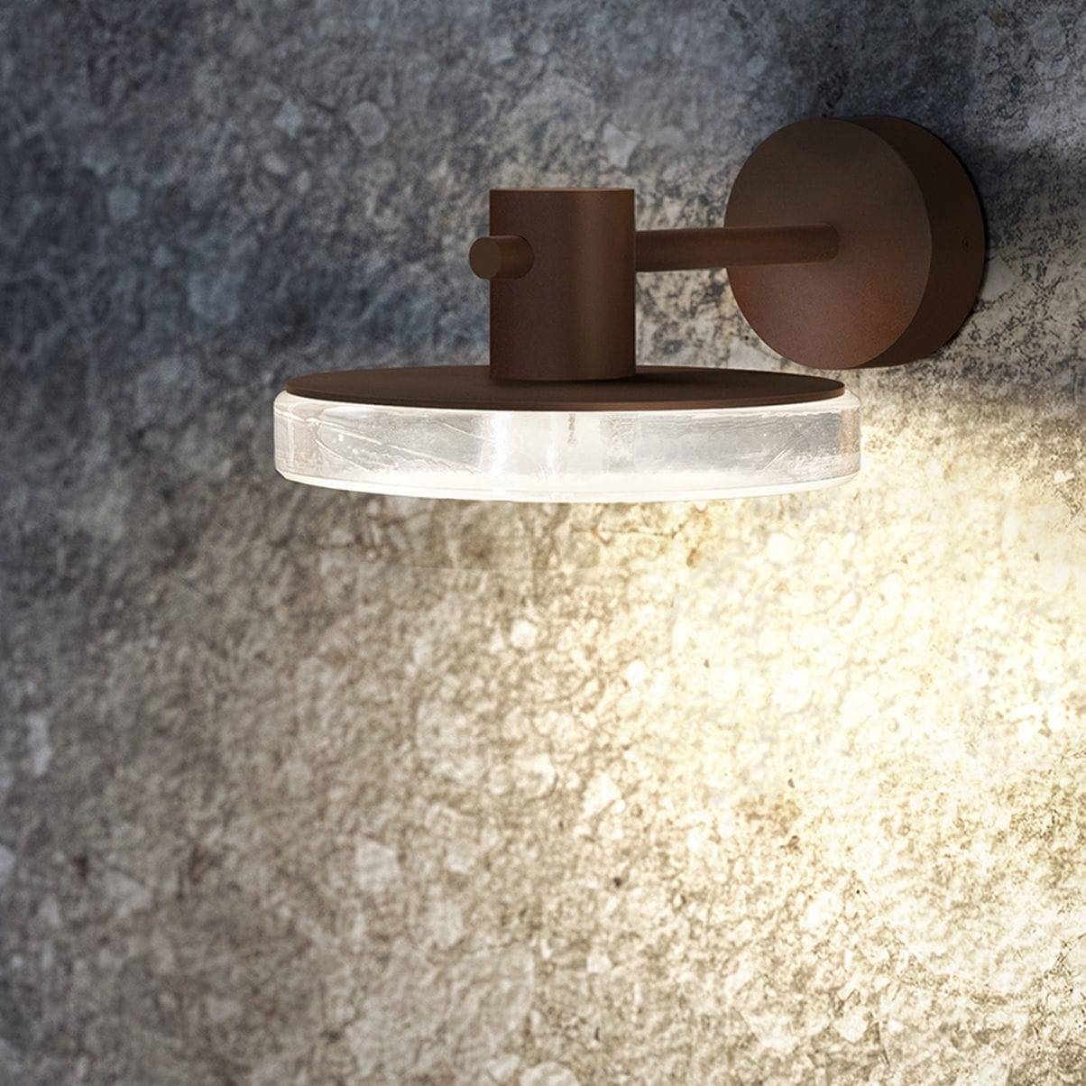 Contemporary wall light - VENEXIA - PANZERI - outdoor / brass / glass