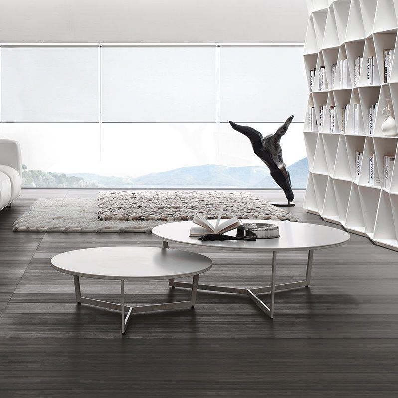 Contemporary coffee table - Harpa - ALIVAR - oak / lacquered MDF / marble