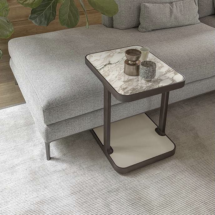 Contemporary side table - Toledo - ALIVAR - lacquered MDF / marble ...