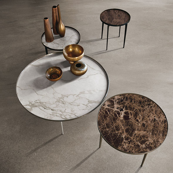 Contemporary coffee table - Sirio - ALIVAR - oak / lacquered MDF / marble