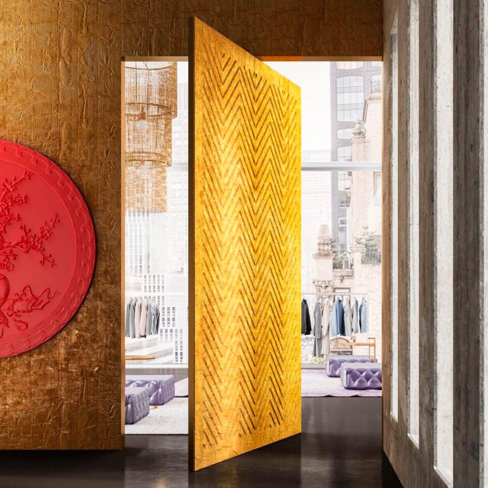 Interior door - FILO 5 - LINVISIBILE - wooden / metal / laminate