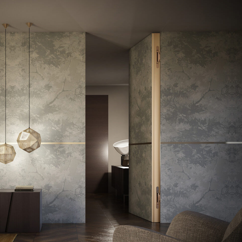 Interior door - FILO 10 - LINVISIBILE - wooden / metal / laminate