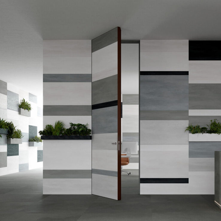 Interior door - INFINITO 10 - LINVISIBILE - wooden / glass / anodized ...