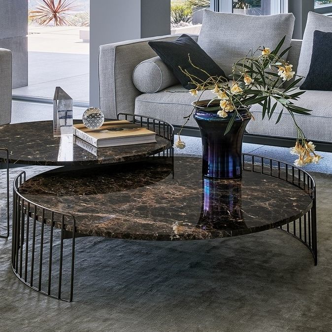 Contemporary coffee table - Harpe - BONALDO - glass / ceramic / marble