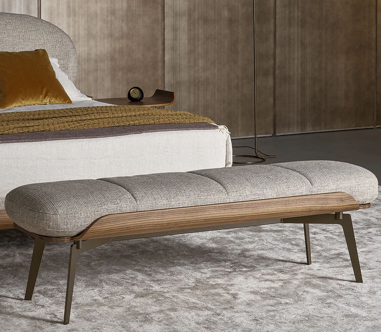 Contemporary bed bench - Olos - BONALDO - painted metal / wood veneer ...