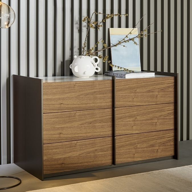 Contemporary chest of drawers - Aureo - BONALDO - ceramic / wood veneer ...