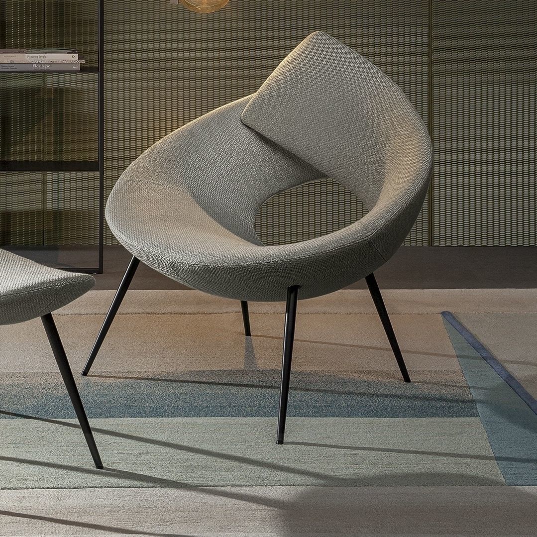 Contemporary armchair - Lock - BONALDO - leather / fabric / white