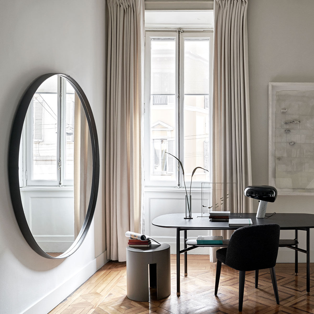 Wall-mounted mirror - BIRK - MERIDIANI - contemporary / rectangular / round