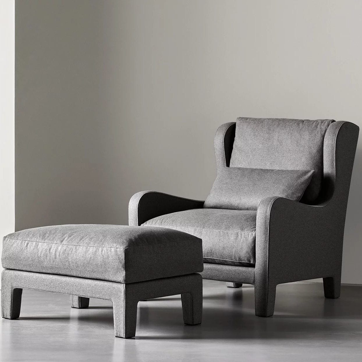 Contemporary armchair - FORREST - MERIDIANI - fabric / leather / oak