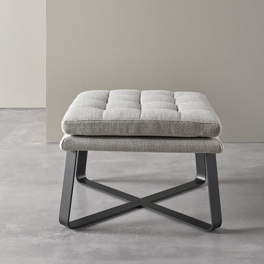 Contemporary ottoman - LOLYTA - MERIDIANI - metal / leather / fabric