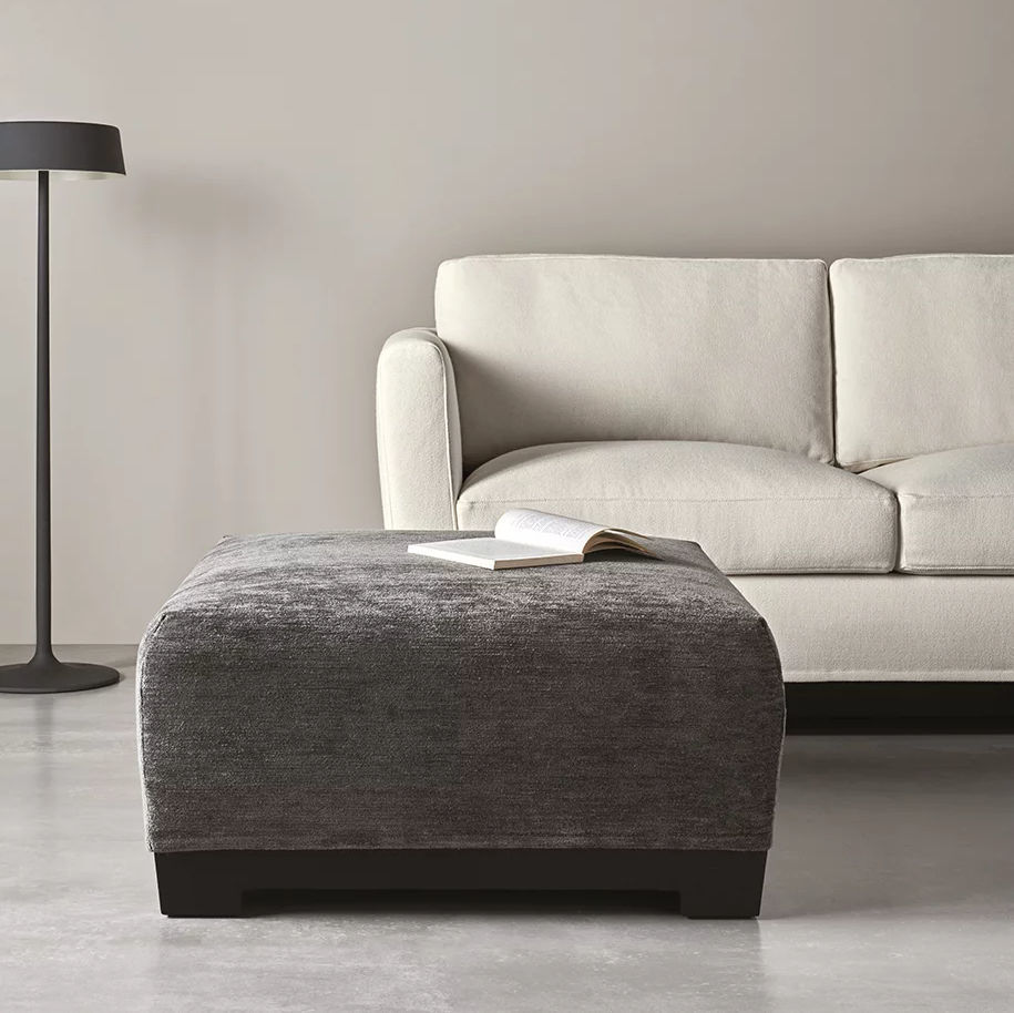 Contemporary pouf - ALLEN - MERIDIANI - leather / fabric / square