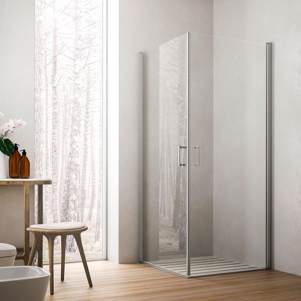 Swing shower screen - SOHO QW - GLASS 1989 - corner / corner / tempered ...