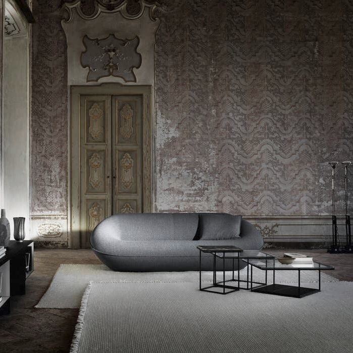 Contemporary sofa - Tortello - B&B Italia - fabric / with armrests / green