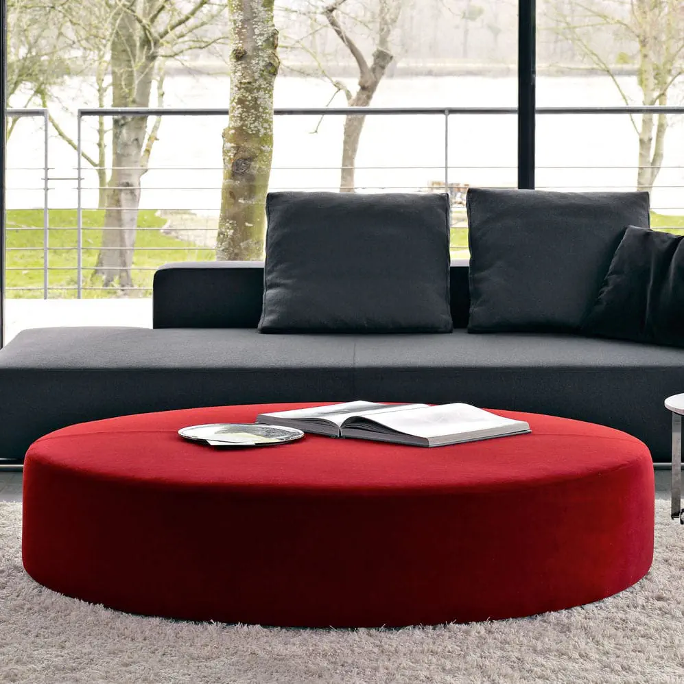 Contemporary ottoman Harry Large B B Italia fabric leather round