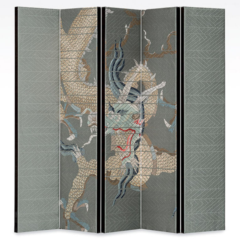 Contemporary screen - Giorgio Armani Casa - maple / fabric / leather