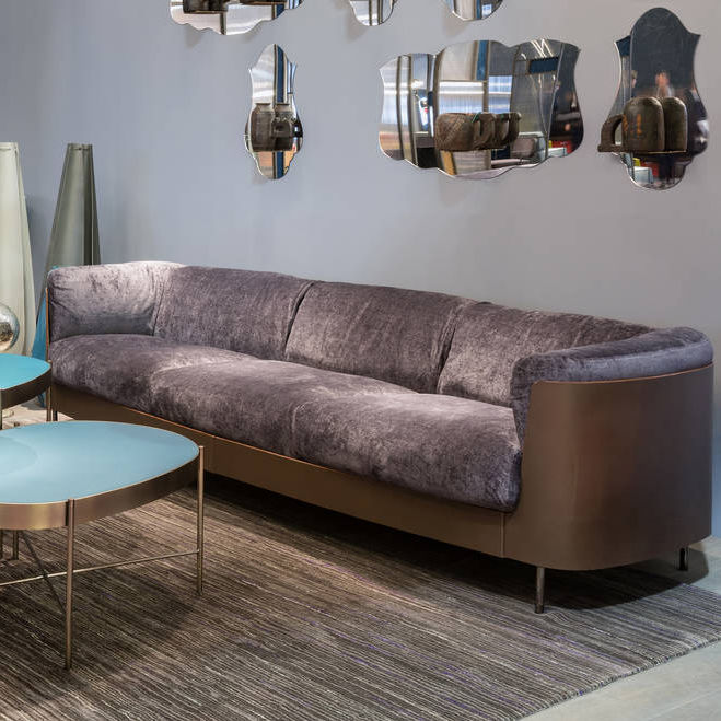 Contemporary sofa - SELLARIUS - 03 - Airnova - leather / brown / blue