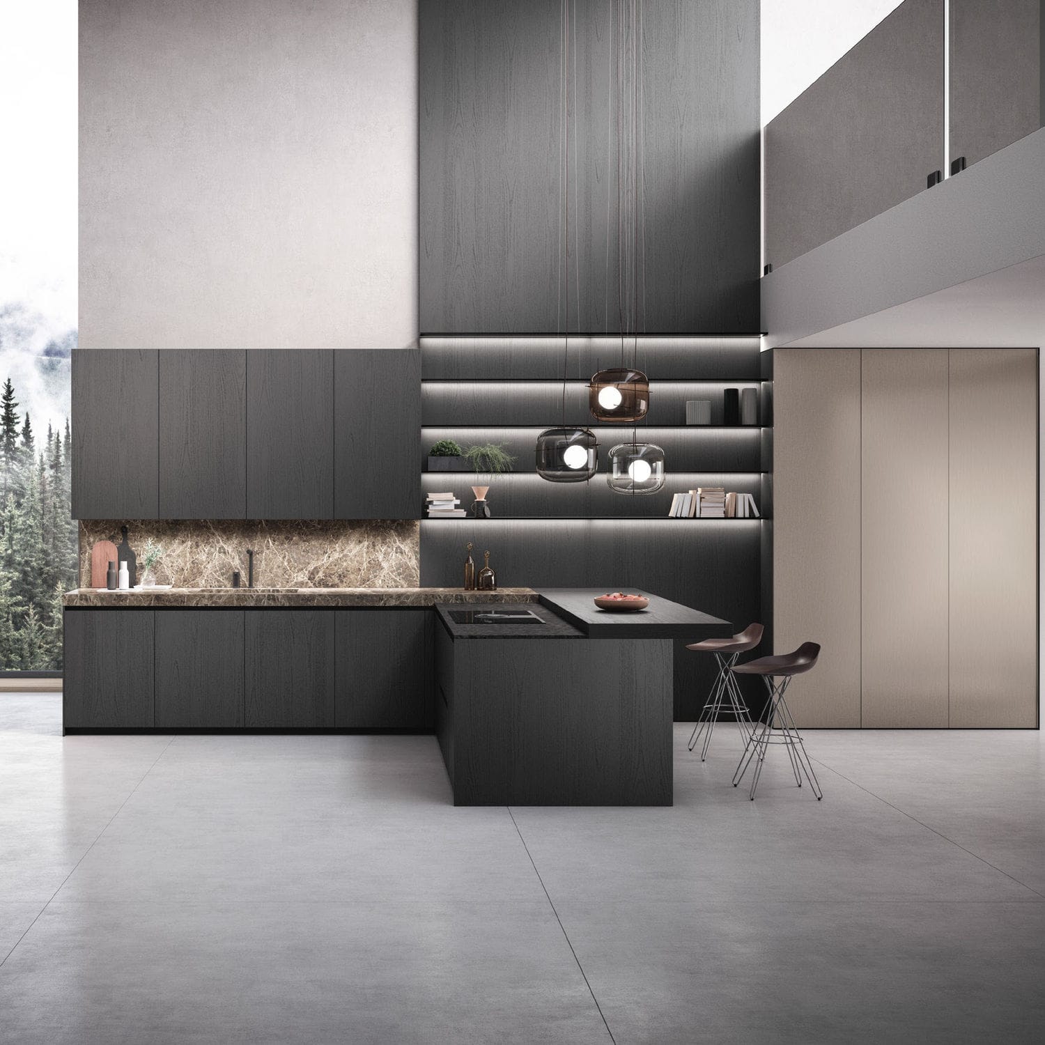 Contemporary kitchen - BLUNA - BINOVA S.p.A. - wooden / sandstone ...