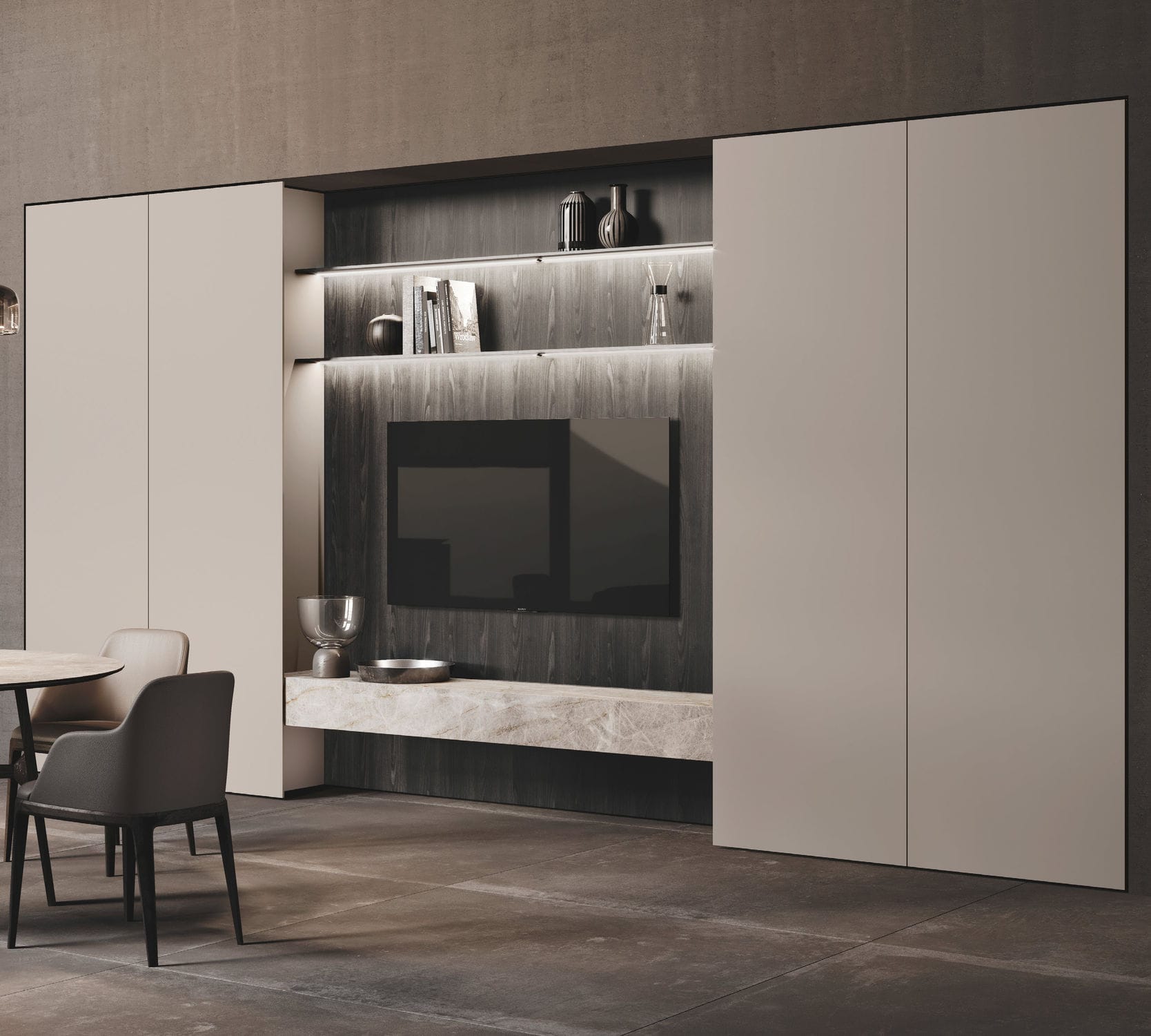 Contemporary TV wall unit - MANTIS - BINOVA S.p.A. - lacquered wood ...