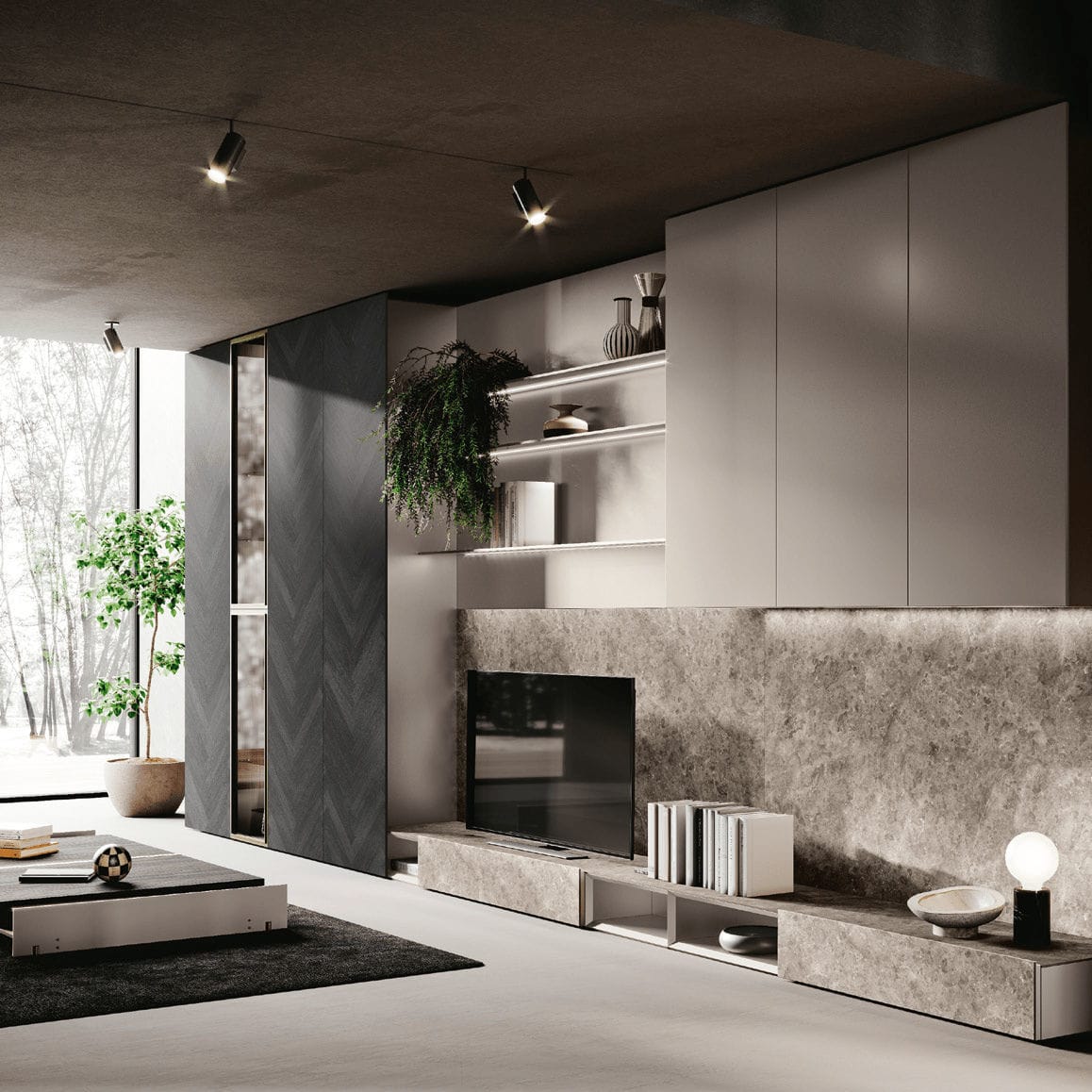 Contemporary TV wall unit - MANTIS + LAB - BINOVA S.p.A. - wooden ...