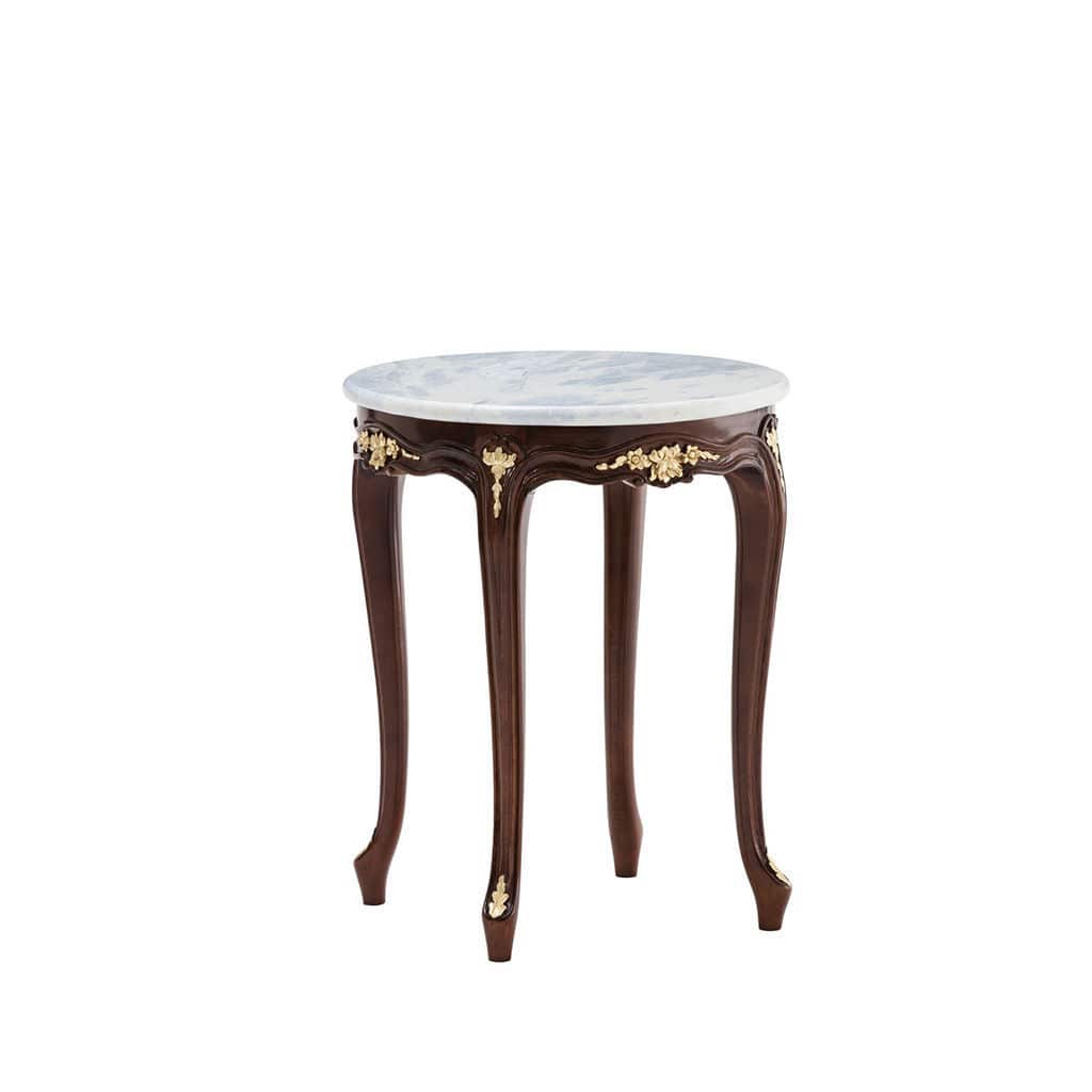 Traditional side table - 5034TV - COLOMBO STILE - marble / mahogany / round