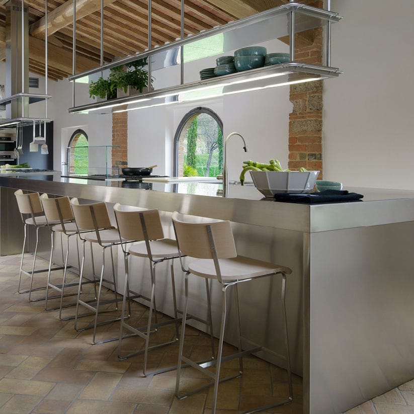 Hanging shelving system - Arclinea - contemporary / stainless steel / home