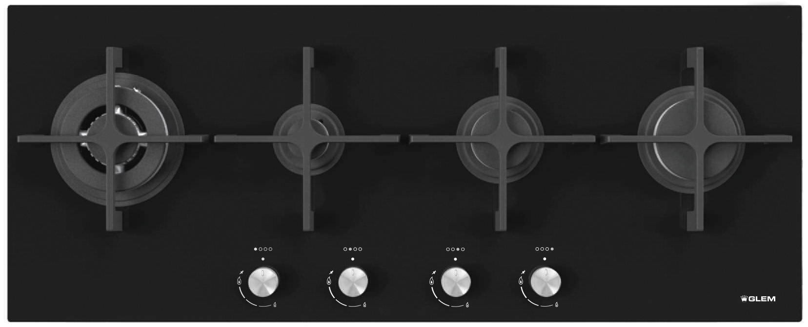 Gas cooktop - GVP145HBK - GLEM gas S.p.A. - 4 burner / built-in / with ...