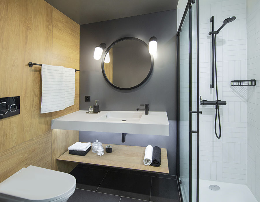 Contemporary bathroom - MOXY - BAUDET SA - metal / for hotel / precast