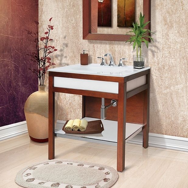 Stainless steel washbasin stand - 5234-MWN - Deco Lav - walnut