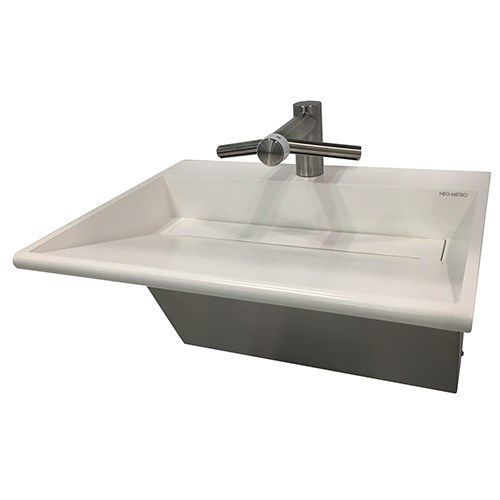 Multi-person washbasin / wall-mounted / rectangular / Solid Surface ...