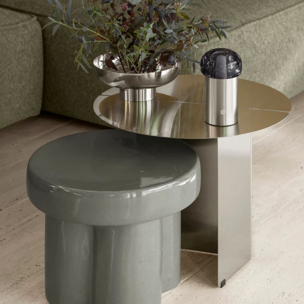 Contemporary side table - TORU - Blomus - ceramic / ceramic base / round
