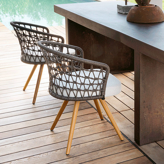 Contemporary chair - SHELLS - TONON - outdoor / fabric / rope