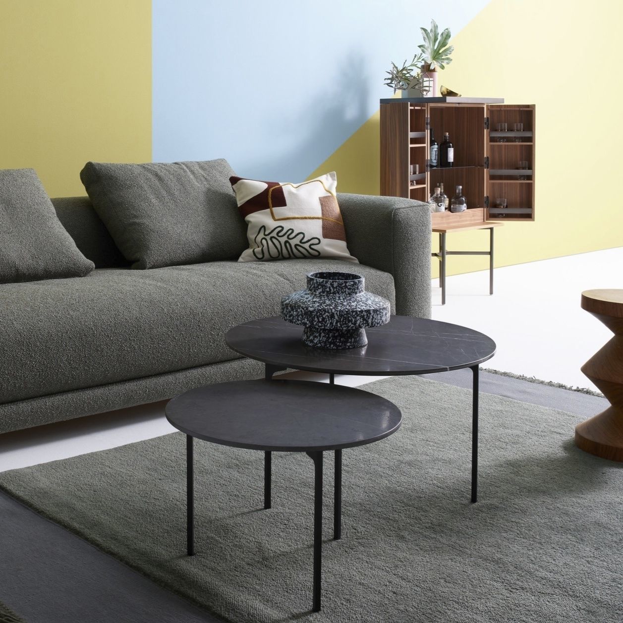 Contemporary coffee table - STING - COR - glass / oak / walnut