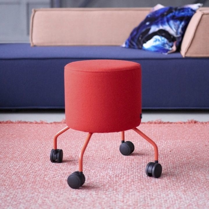 Contemporary stool - DROP - COR - leather / fabric / painted metal base