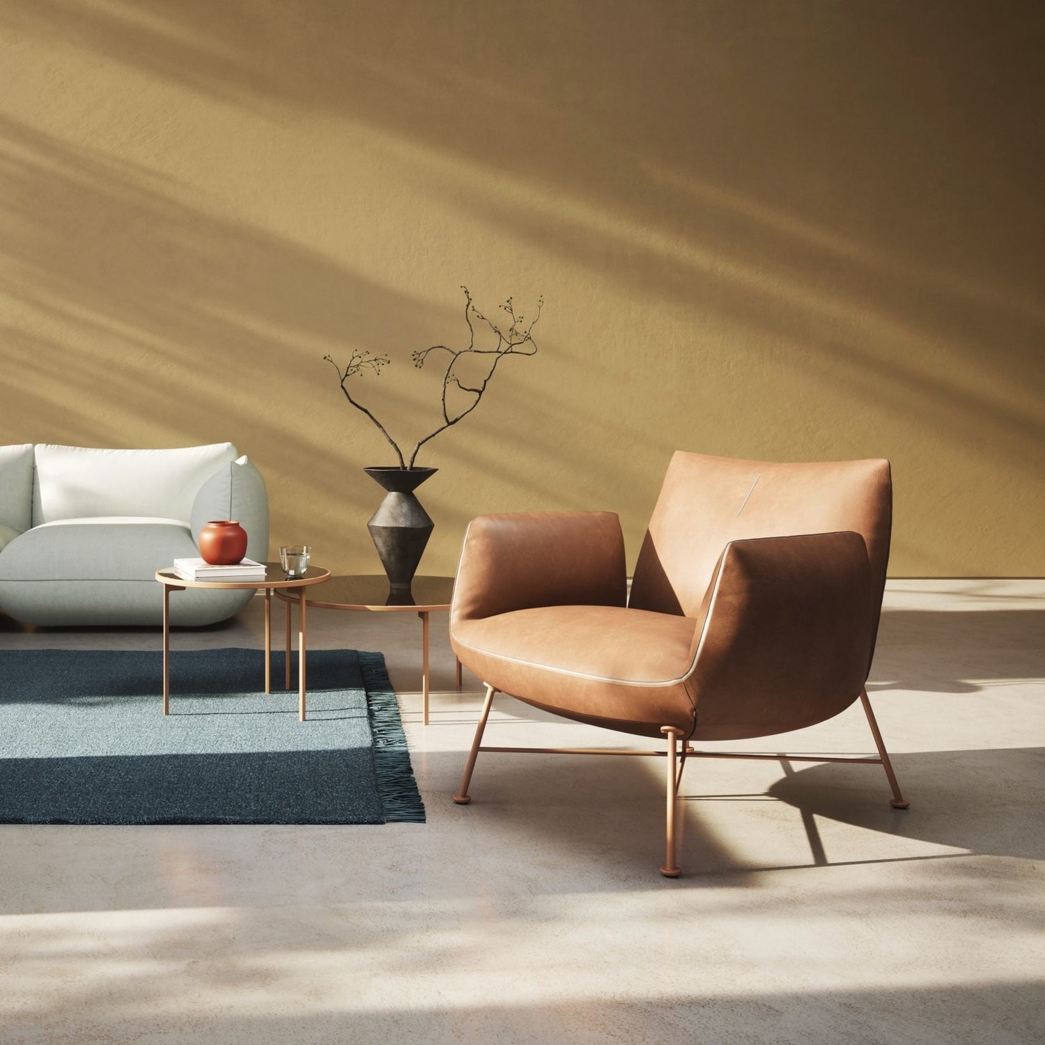 Contemporary armchair - JALIS CLUBSESSEL - COR - fabric / leather / metal