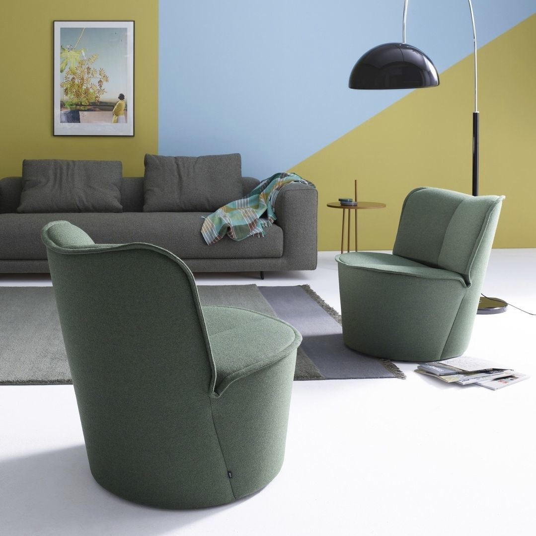 Contemporary armchair - NENOU - COR - fabric / wooden / high-back