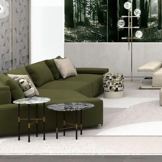 Contemporary side table - JUPITER SMALL - SICIS - lacquered wood / marble / metal base