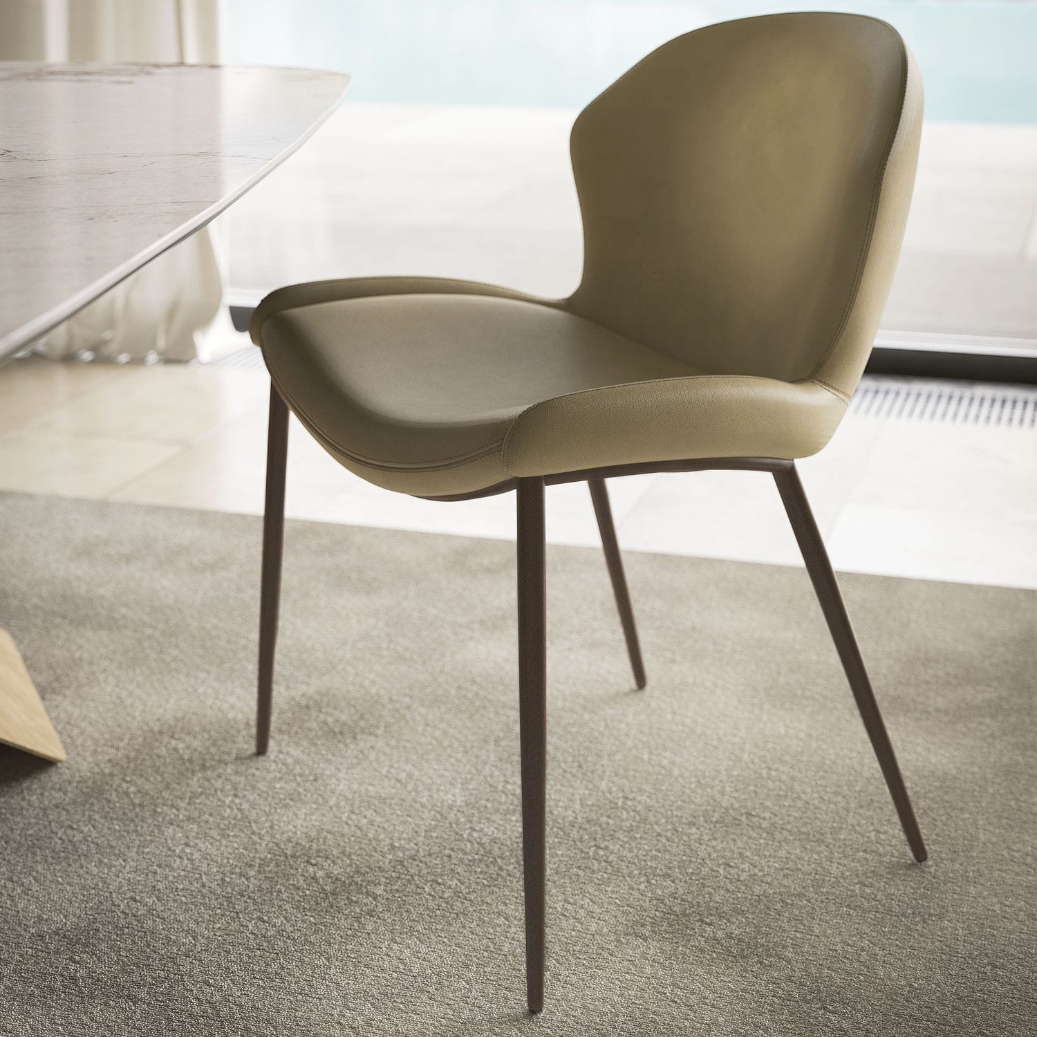 Contemporary chair - RACHEL - Cattelan Italia - leather / fabric / ash base