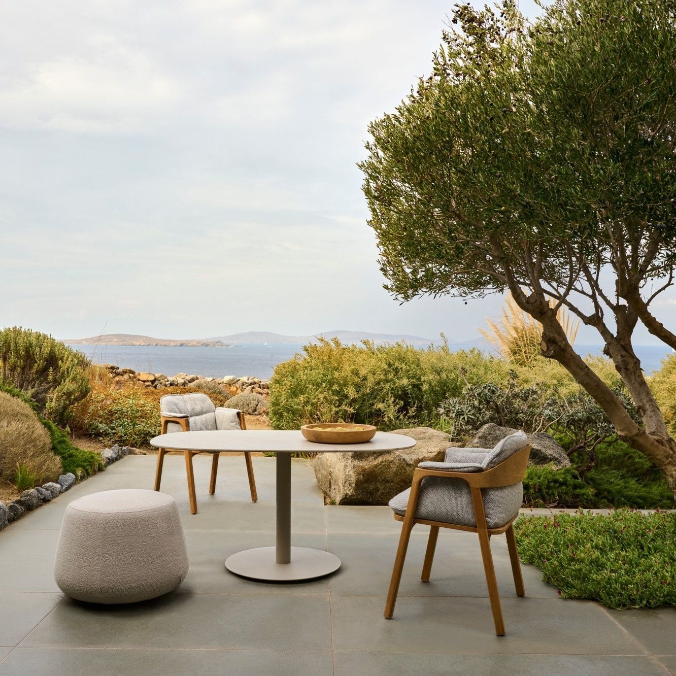 Design garden chair - NOMAD - Tribù - outdoor / teak / fabric