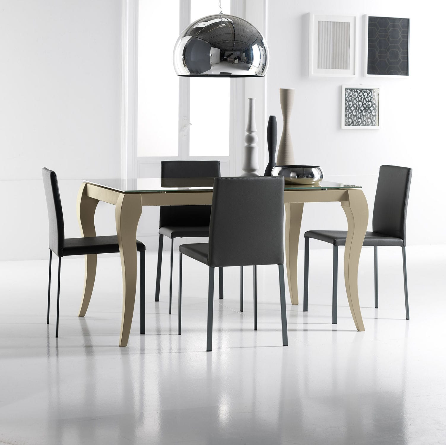 Traditional dining table - ROMA - STOSA CUCINE - glass / lacquered wood ...