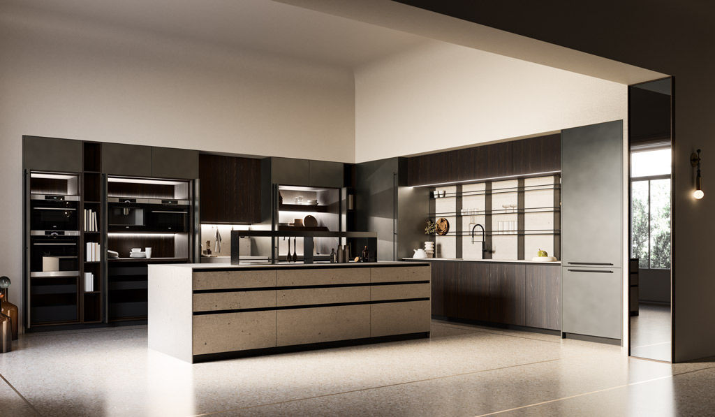 Contemporary kitchen - Aspen + D23 - DOIMO CUCINE - elm / glass ...