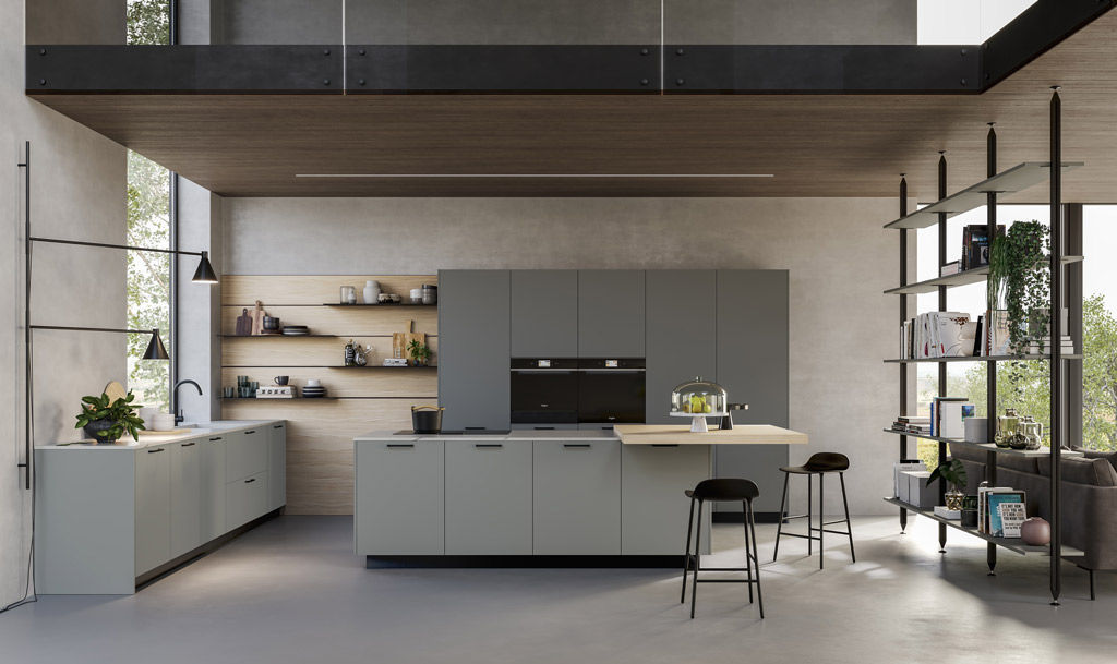 Contemporary kitchen - D20 - DOIMO CUCINE - composite / island / gray