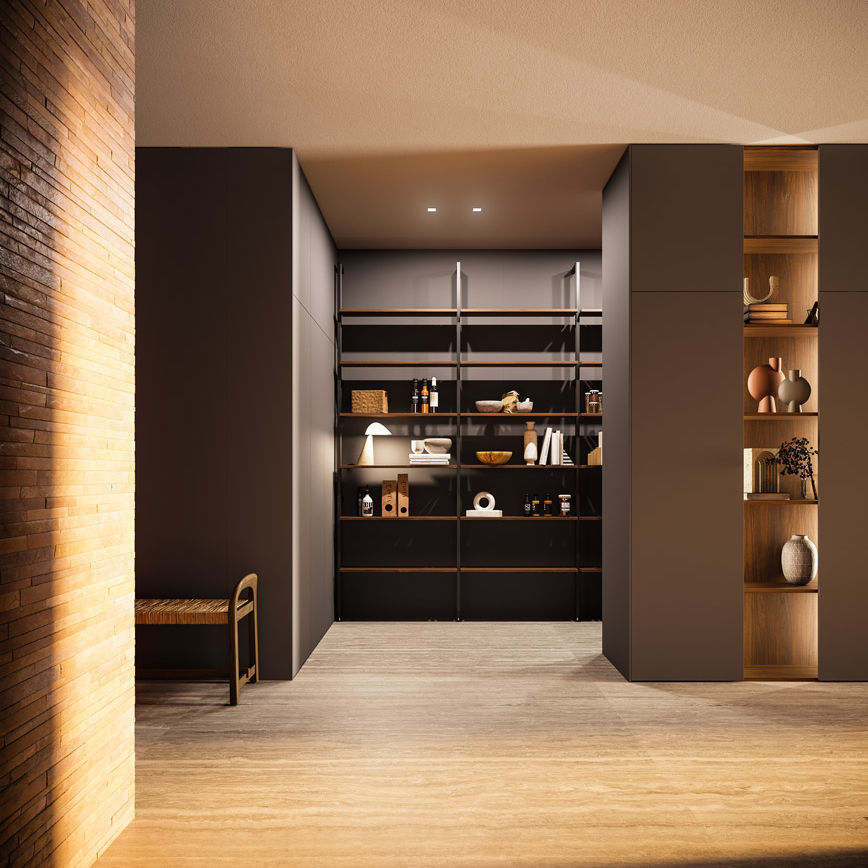 Wall-mounted shelf - Aspen + D23 - DOIMO CUCINE - contemporary / walnut ...