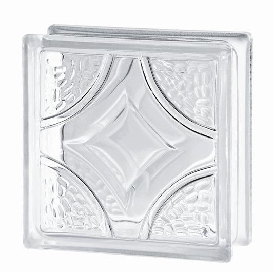 Square glass brick - CLEAR 1919/8 DECO - SEVES GLASSBLOCK - embossed ...