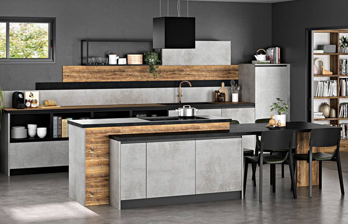 Contemporary kitchen - City - SAGNE - wooden / island / medium-size