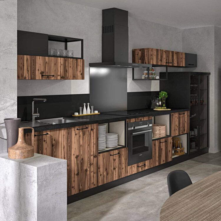 Contemporary kitchen - Furka - SAGNE - wooden / larch / large
