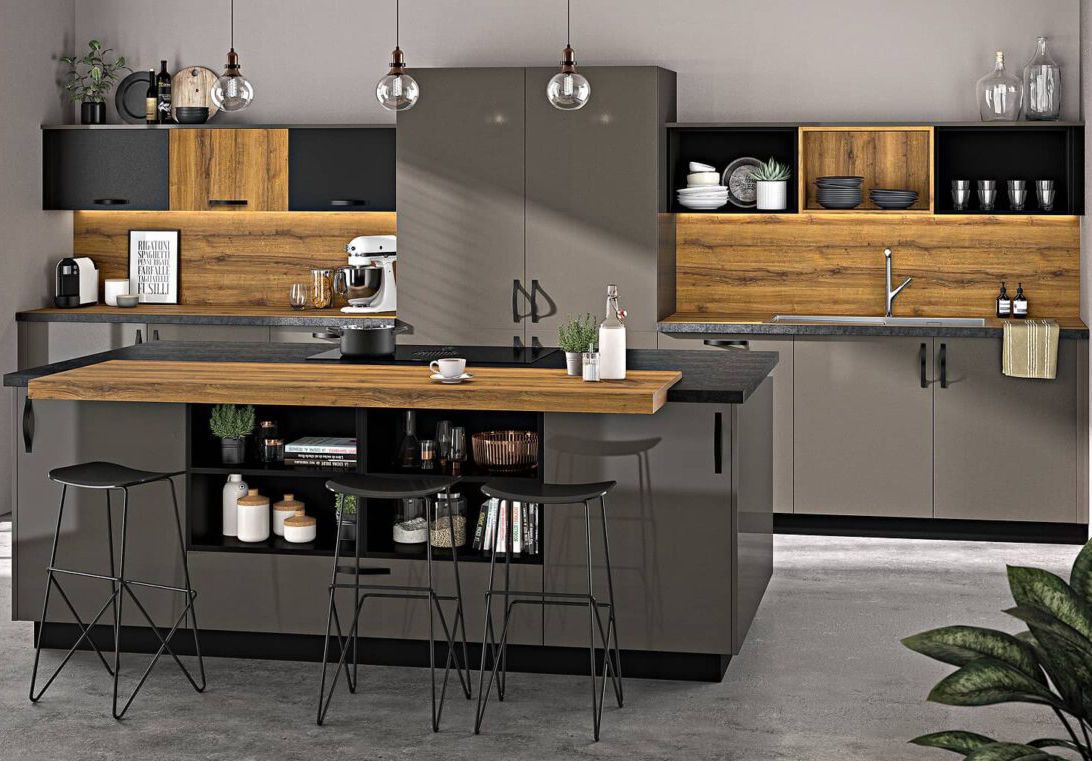 Contemporary kitchen - Modum - SAGNE - wooden / acrylic / island