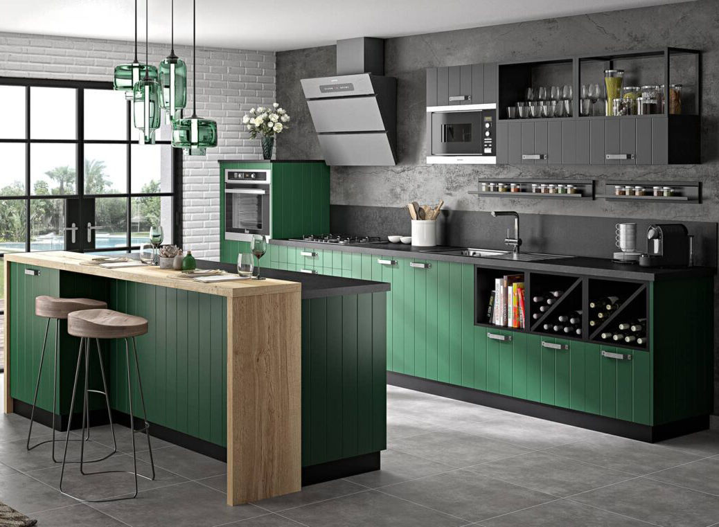 Traditional kitchen - Scott - SAGNE - natural oak / island / medium-size