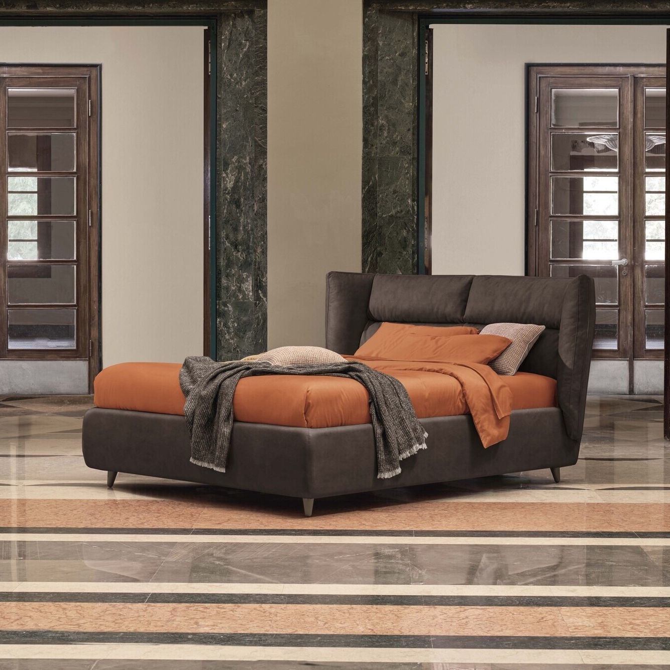 Double bed - SANDI - DORELAN - contemporary / upholstered / with headboard