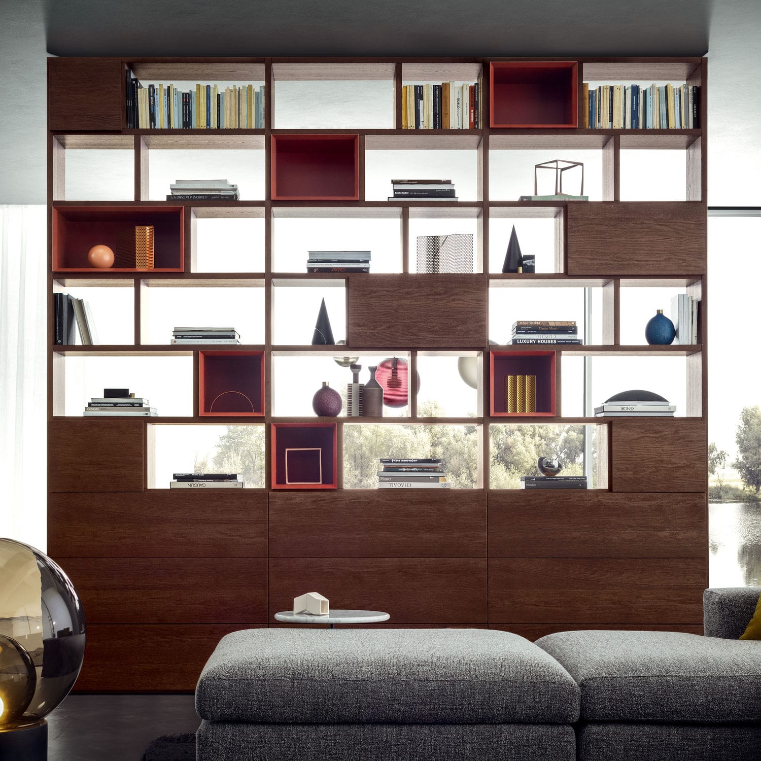 Modular bookcase - SPAZIOTECA - PIANCA - wall-mounted / floor-to ...